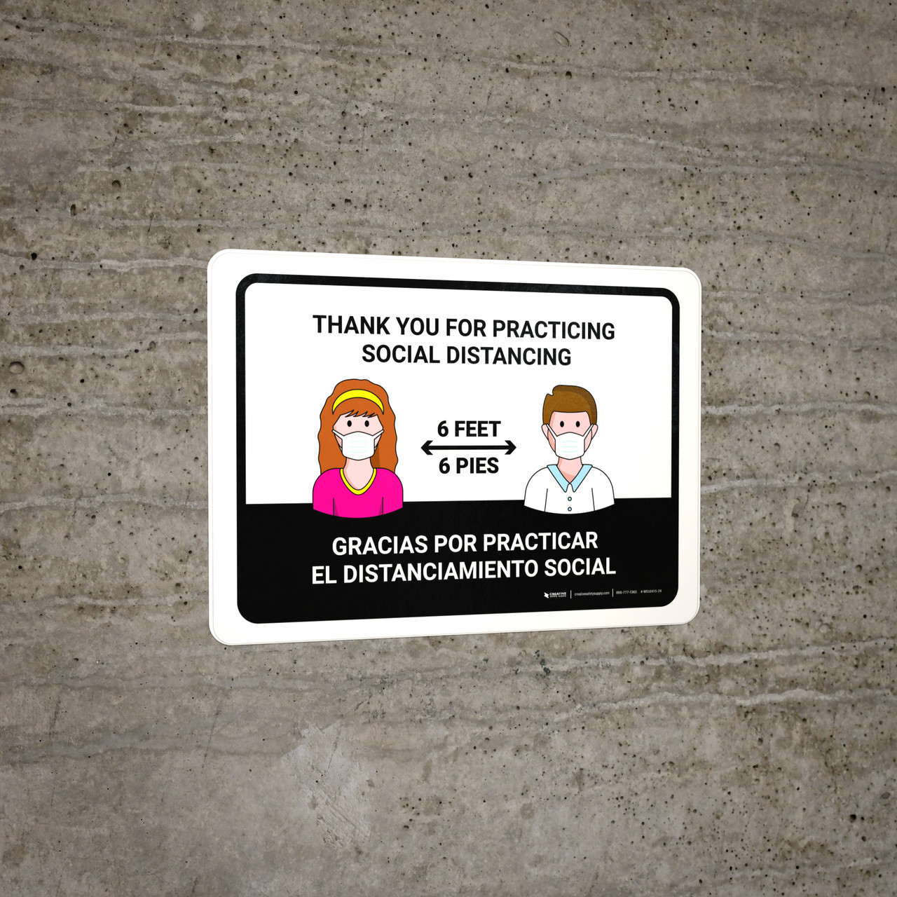 Thank You For Practicing Social Distancing Bilingual Spanish with Icons ...