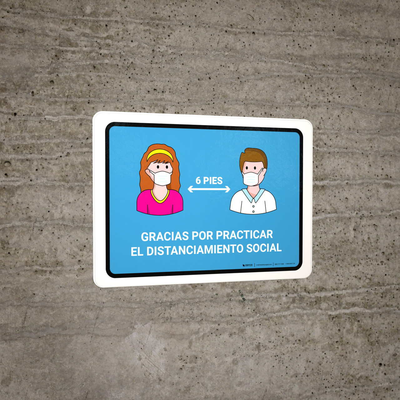 Thank You For Practicing Social Distancing Spanish with Icons Blue ...