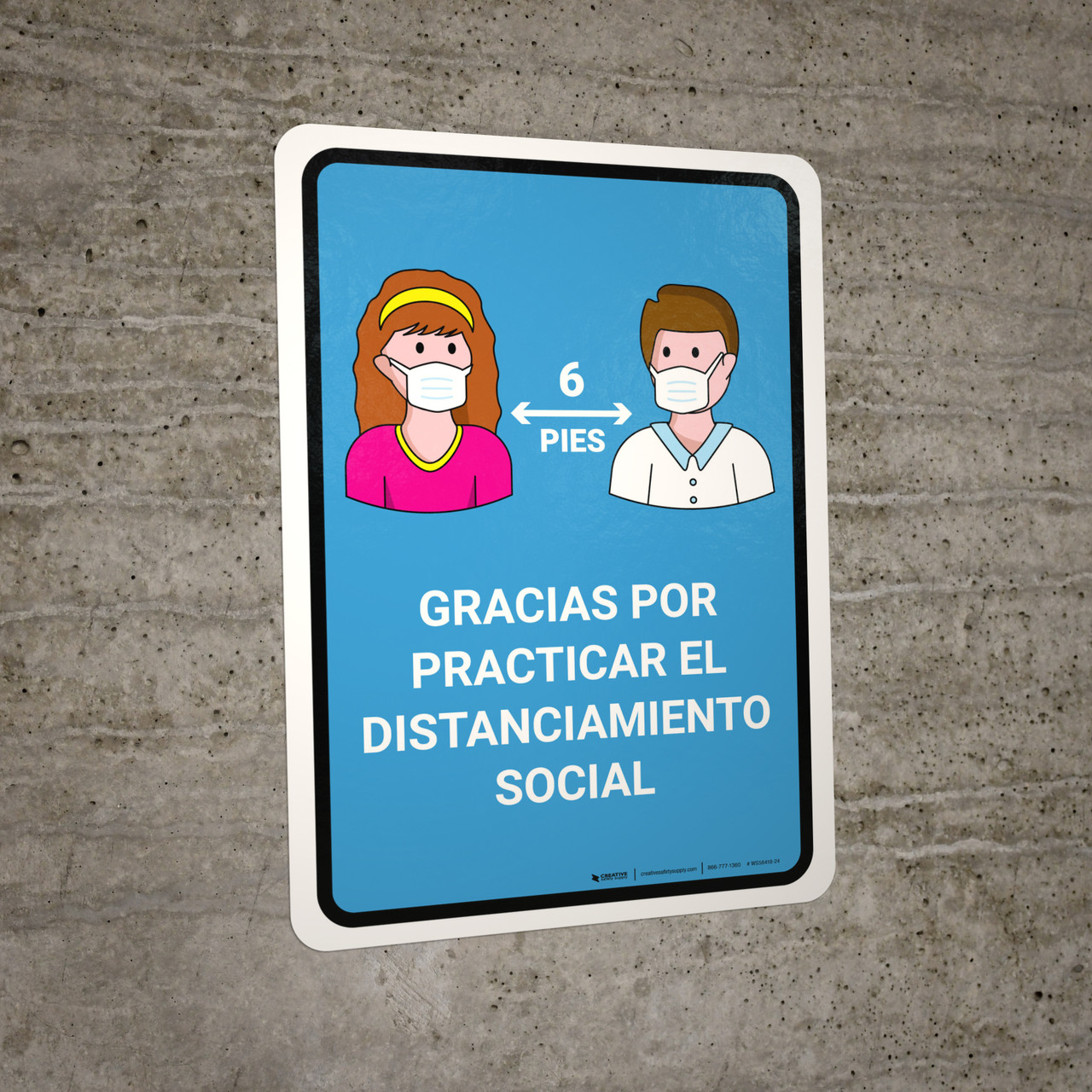 Thank You For Practicing Social Distancing Spanish with Icons Blue ...