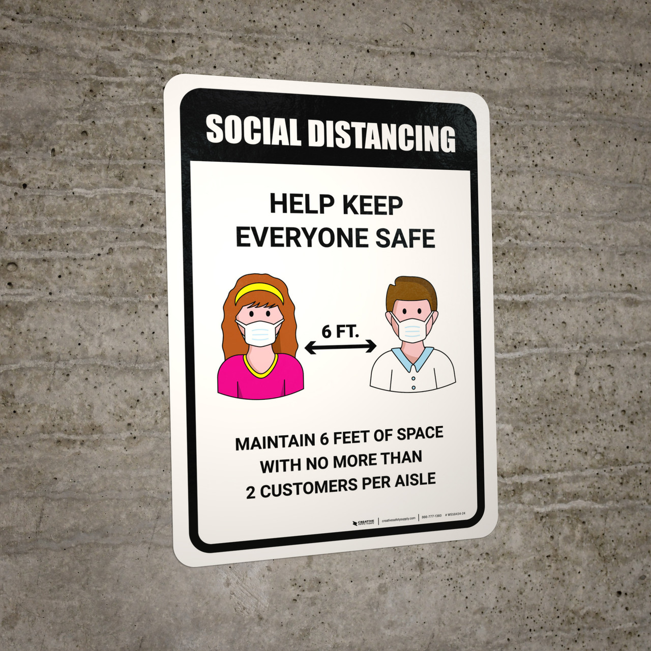 Social Distancing Help Keep Everyone Safe with Icons Portrait - Wall Sign
