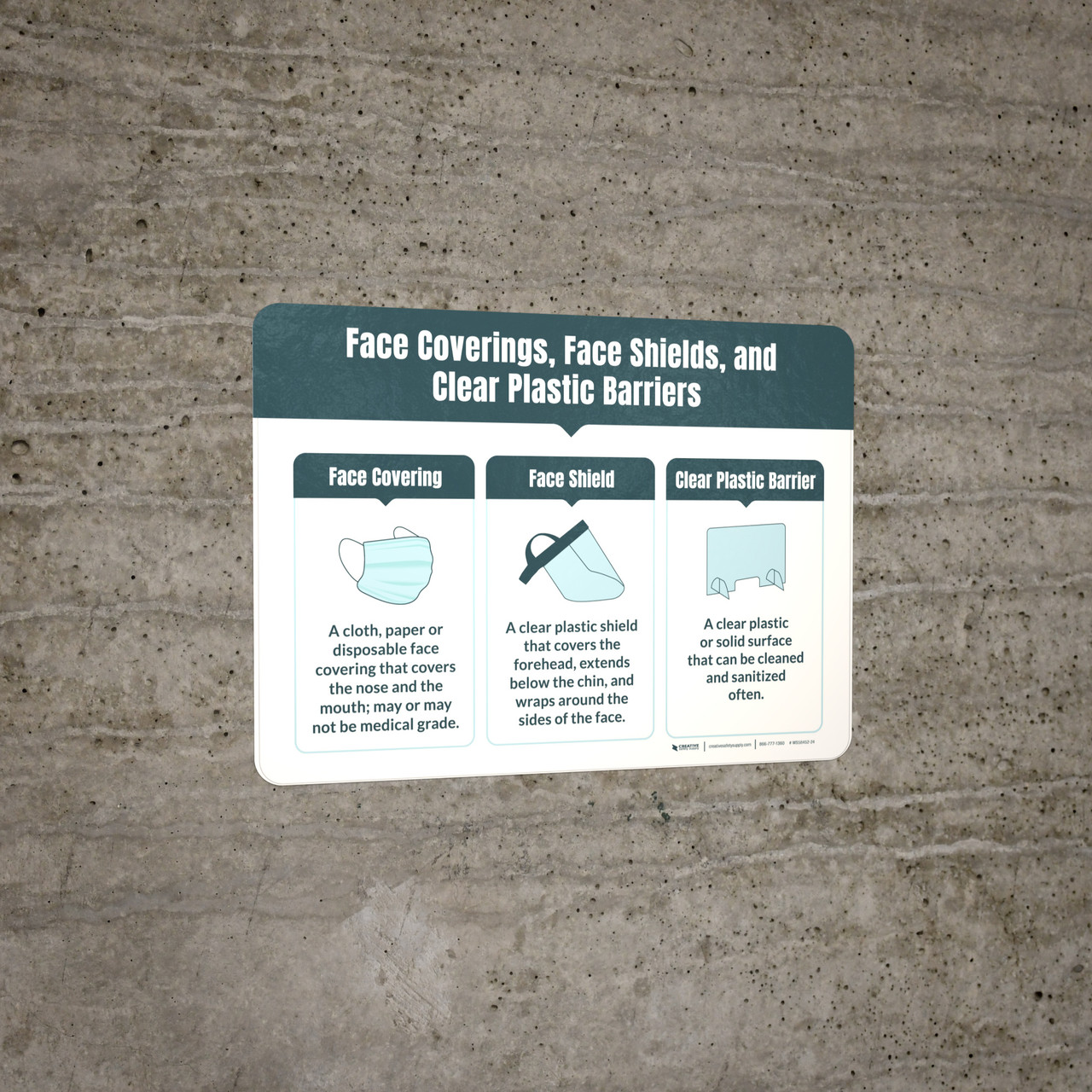 Face Coverings Face Shields and Clear Plastic Barriers with Icons Green ...