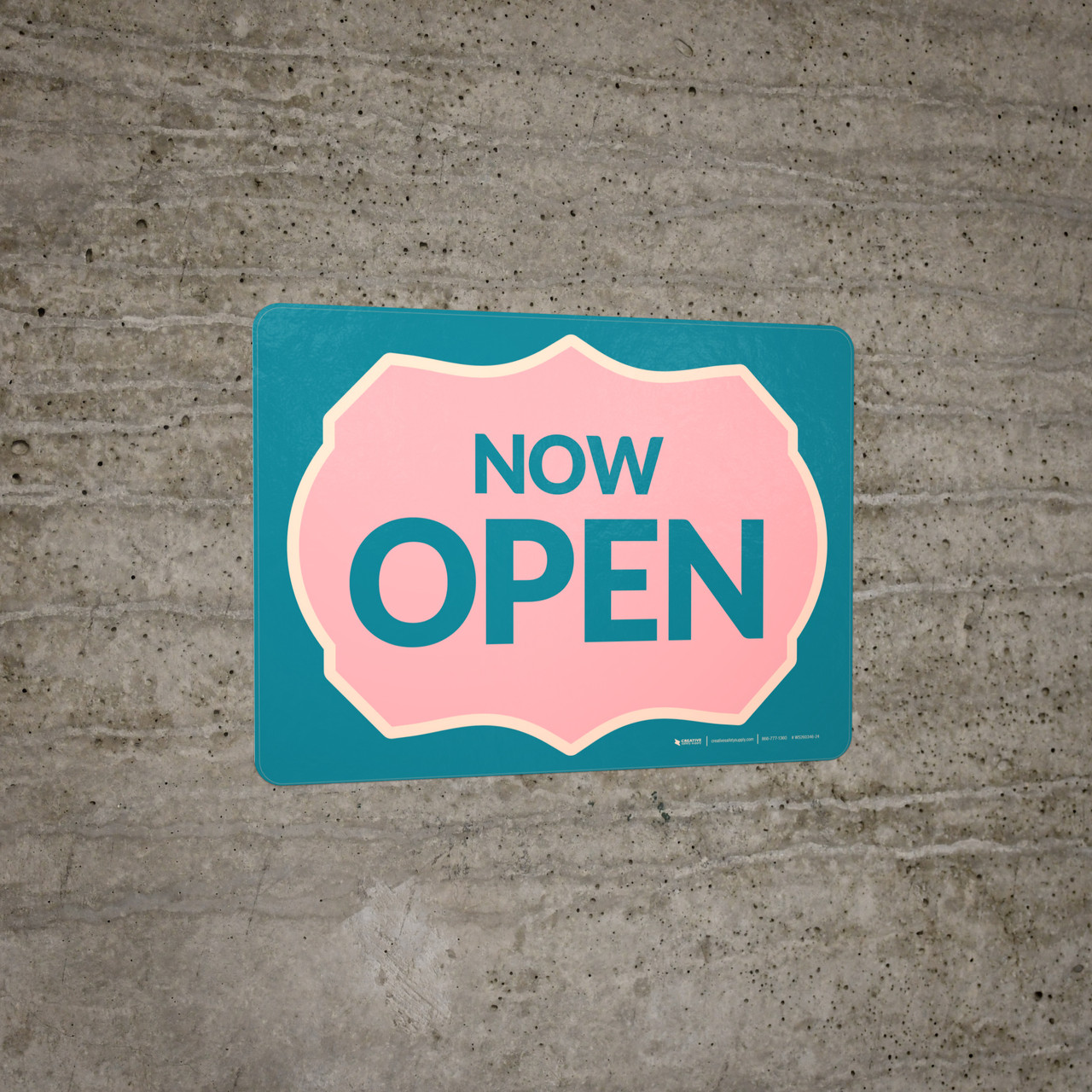 Now Open with Frame Blue/Pink Landscape - Wall Sign