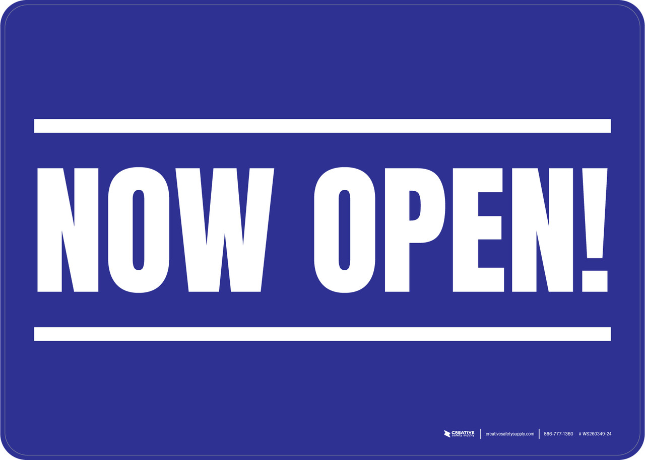Now Open! Blue/White Landscape - Wall Sign
