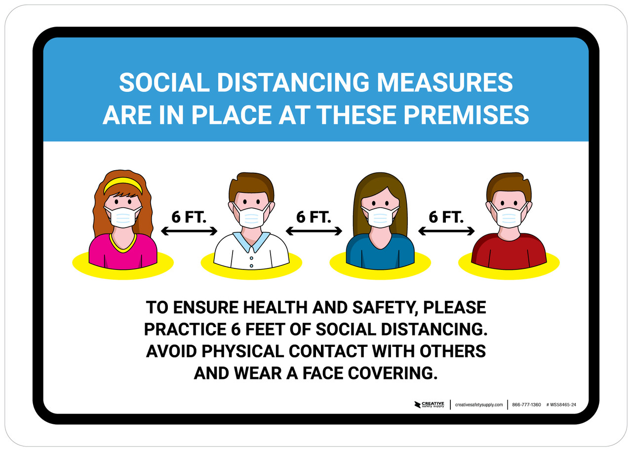 Social Distancing Measures Are In Place At These Premises with Icons ...