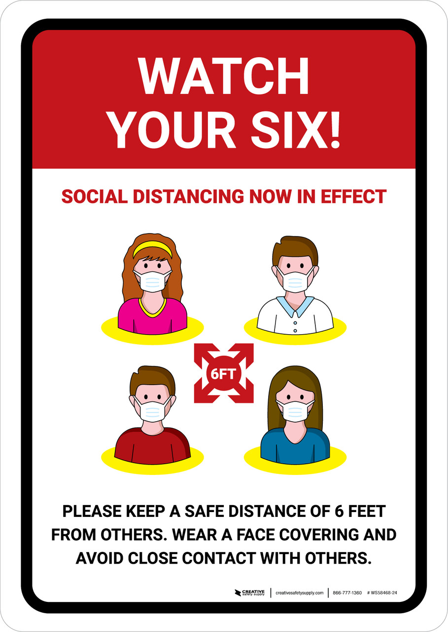 Watch Your Six Social Distancing Now In Effect with Icons Portrait ...