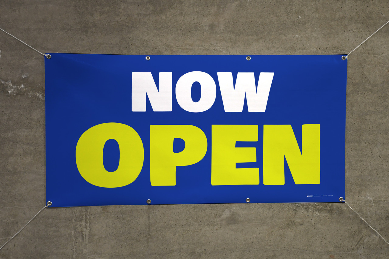 Now Open Blue Green - Banner