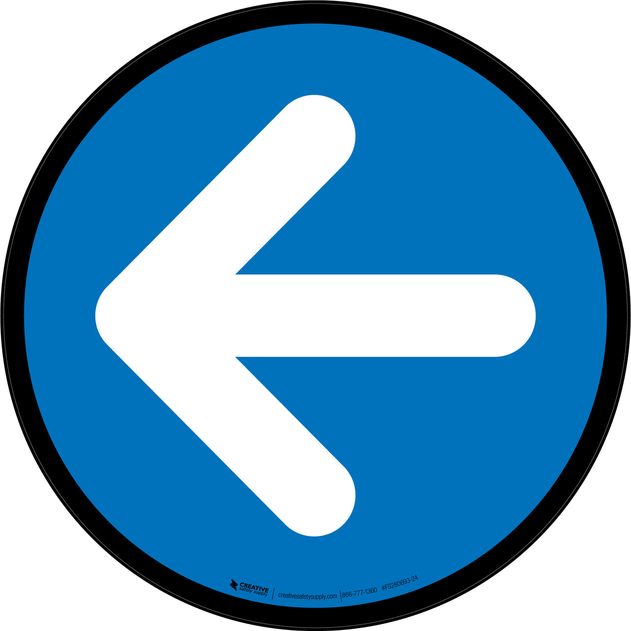Left Arrow Blue Circular - Floor Sign