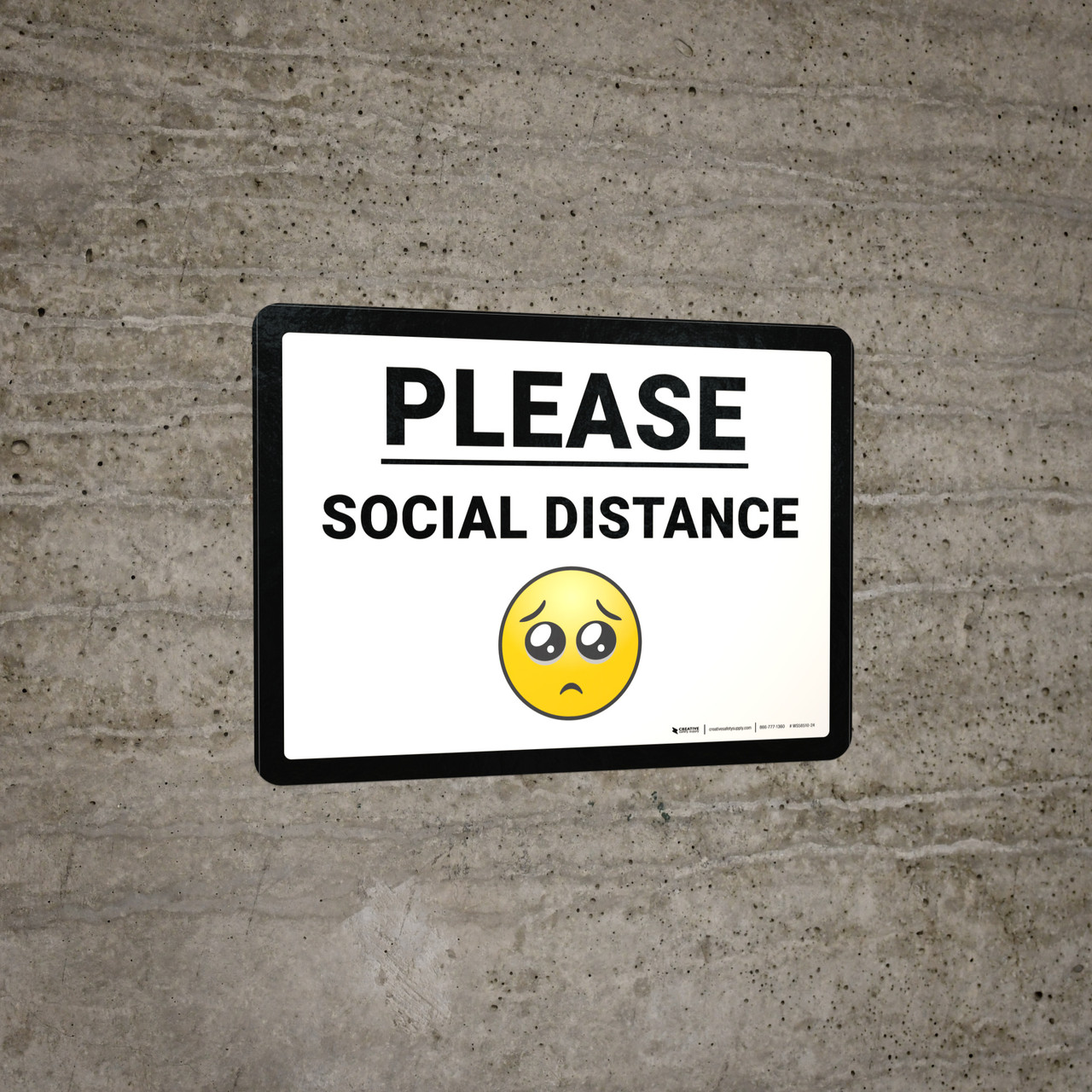 Please Social Distance with Emoji Landscape - Wall Sign