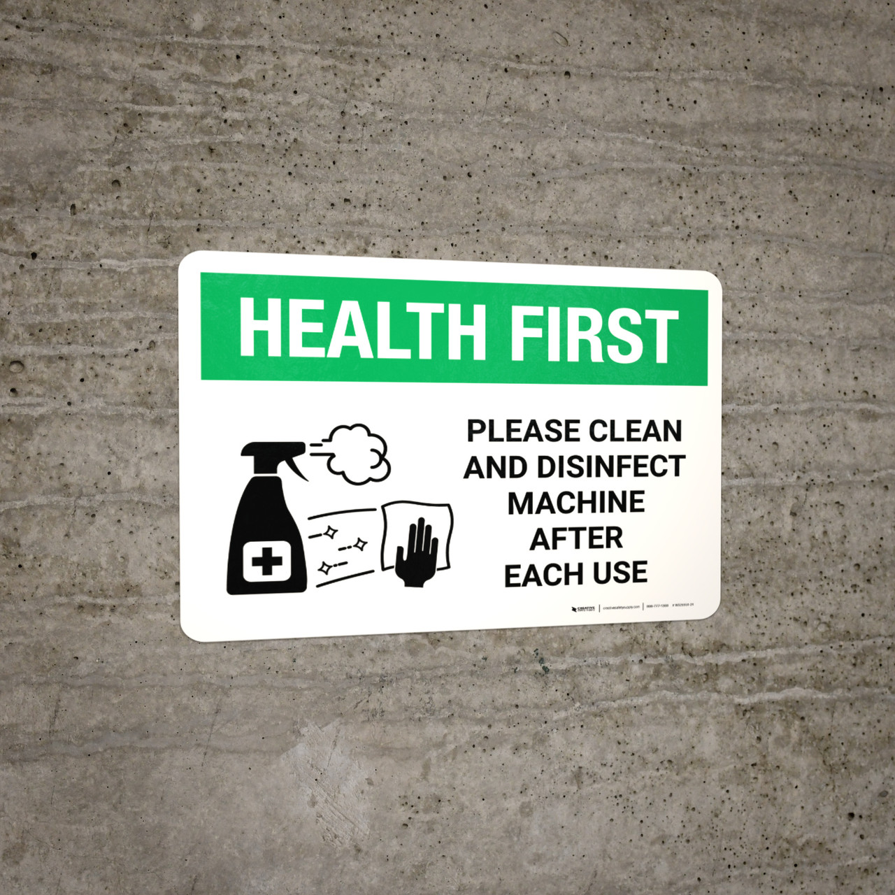 Health First: Please Clean And Disinfect Machine with Icon Landscape ...
