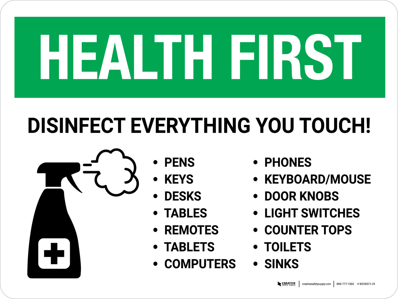 Health First: Disinfect Everything You Touch with Icon Landscape - Wall ...
