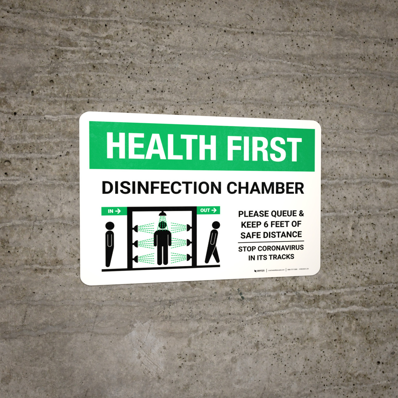 Health First: Disinfection Chamber with Icon Landscape - Wall Sign ...