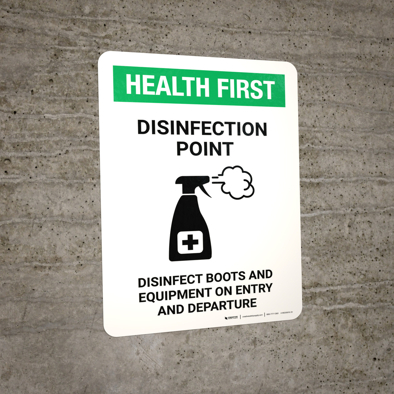 Health First: Disinfection Point with Icon Portrait - Wall Sign