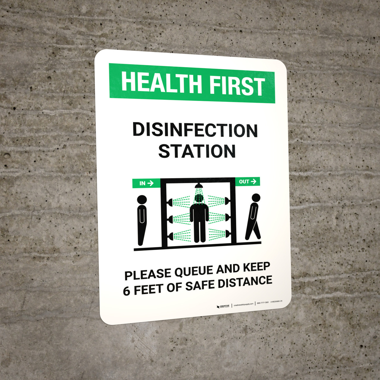 Health First: Disinfection Station with Icon Portrait - Wall Sign
