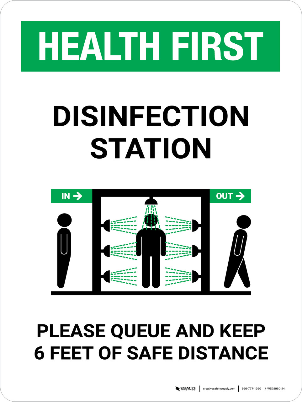 Health First: Disinfection Station with Icon Portrait - Wall Sign ...