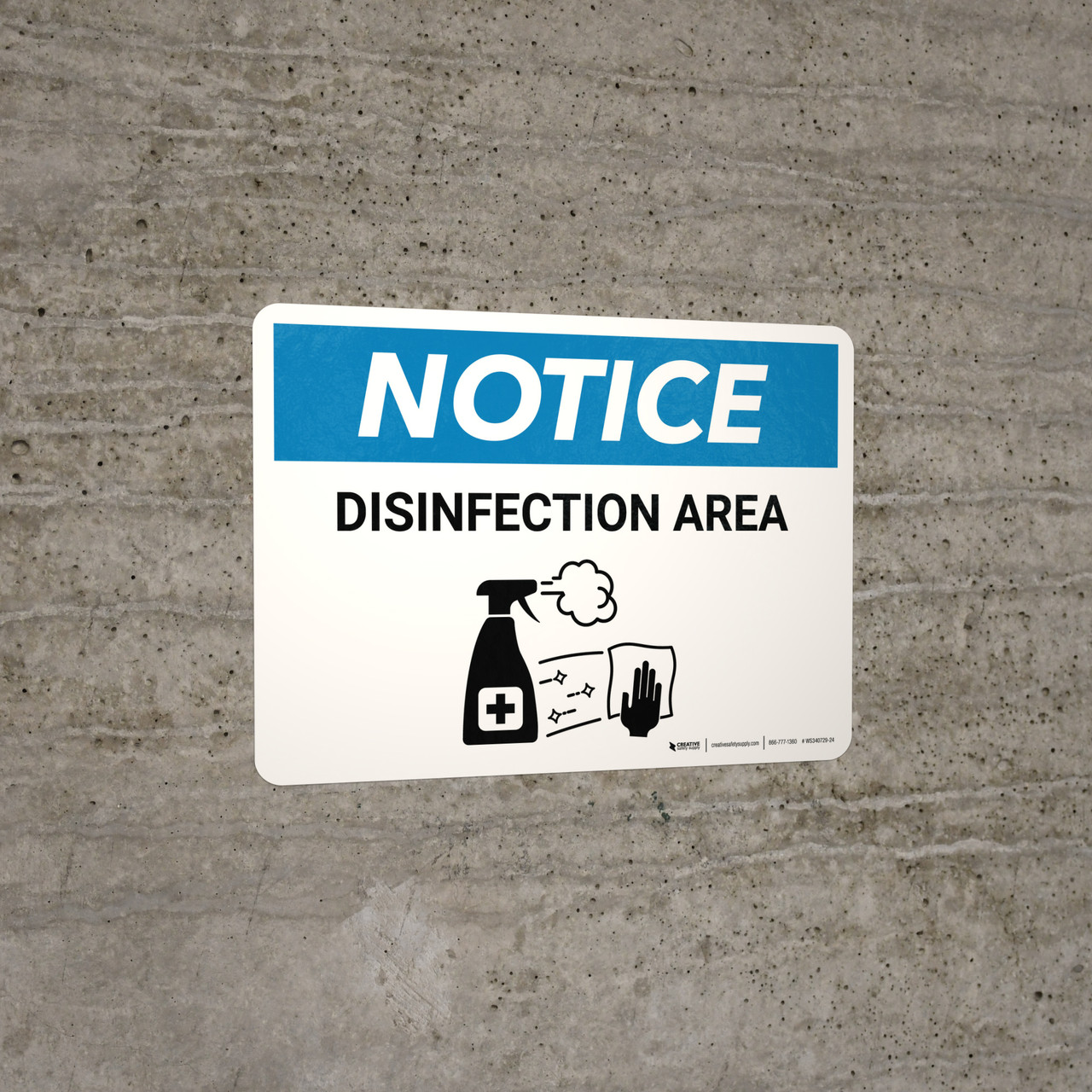 Notice: Disinfection Area with Icon Landscape - Wall Sign | Creative ...