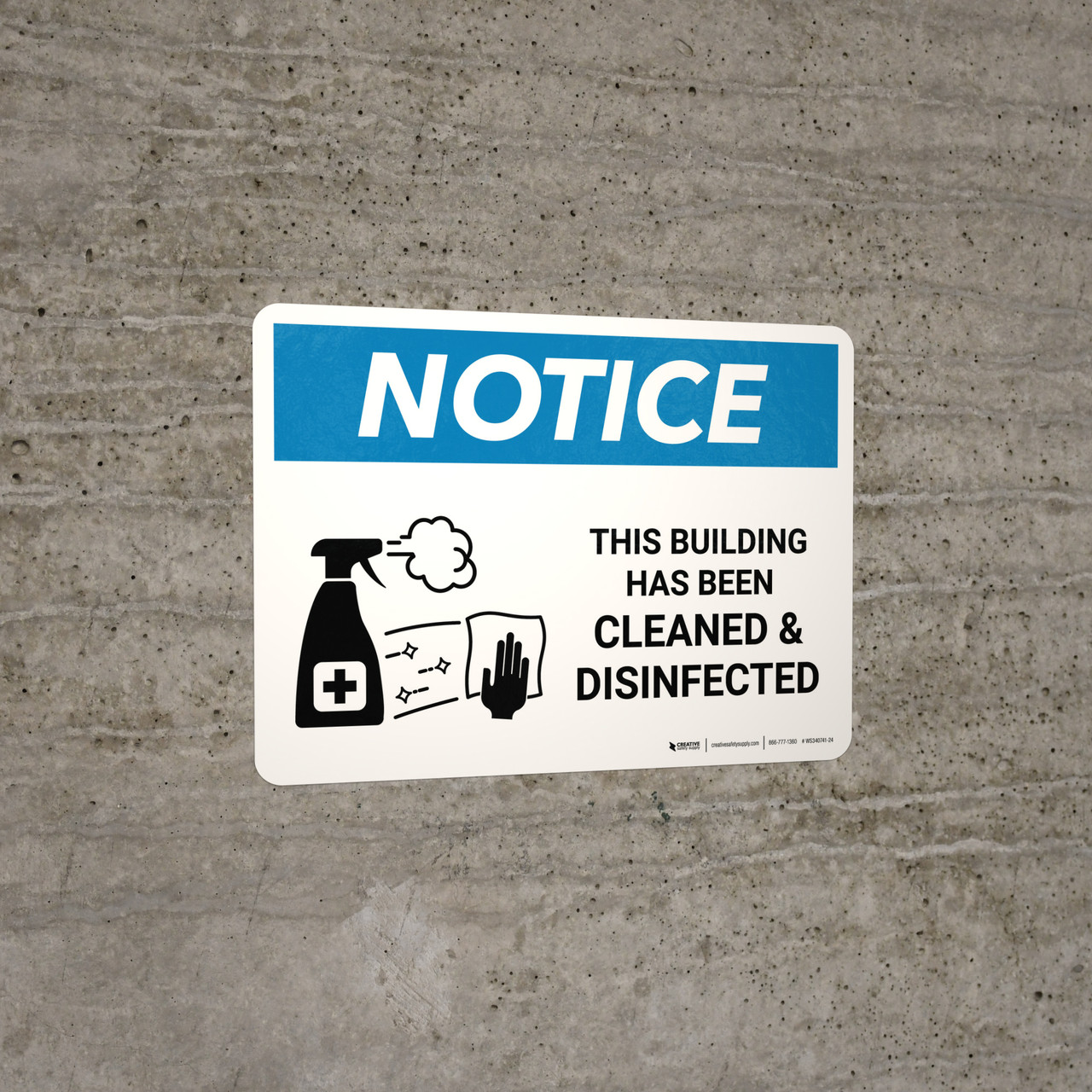 Notice: This Building Has Been Cleaned And Disinfected with Icon ...