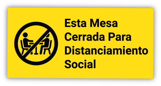 Table Closed for Social Distancing with Symbol Spanish - Label
