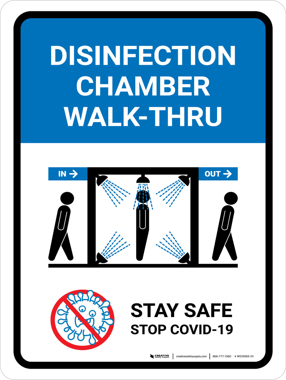Disinfection Chamber Walk-Thru with Icon Portrait - Wall Sign