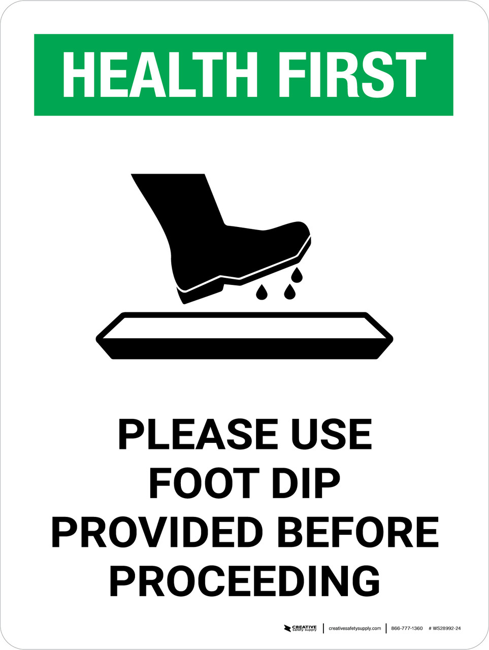 Health First Use Foot Dip Before Proceeding with Icon Portrait - Wall Sign