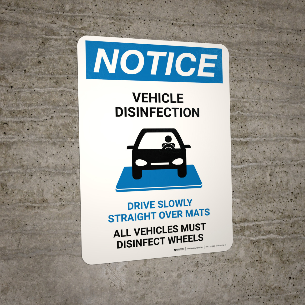 Notice Vehicle Disinfection with Icon Portrait - Wall Sign | Creative ...