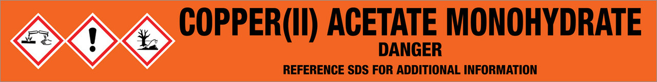 Copper(Ii) Acetate Monohydrate [CAS# 6046-93-1] - GHS Pipe Marking Label