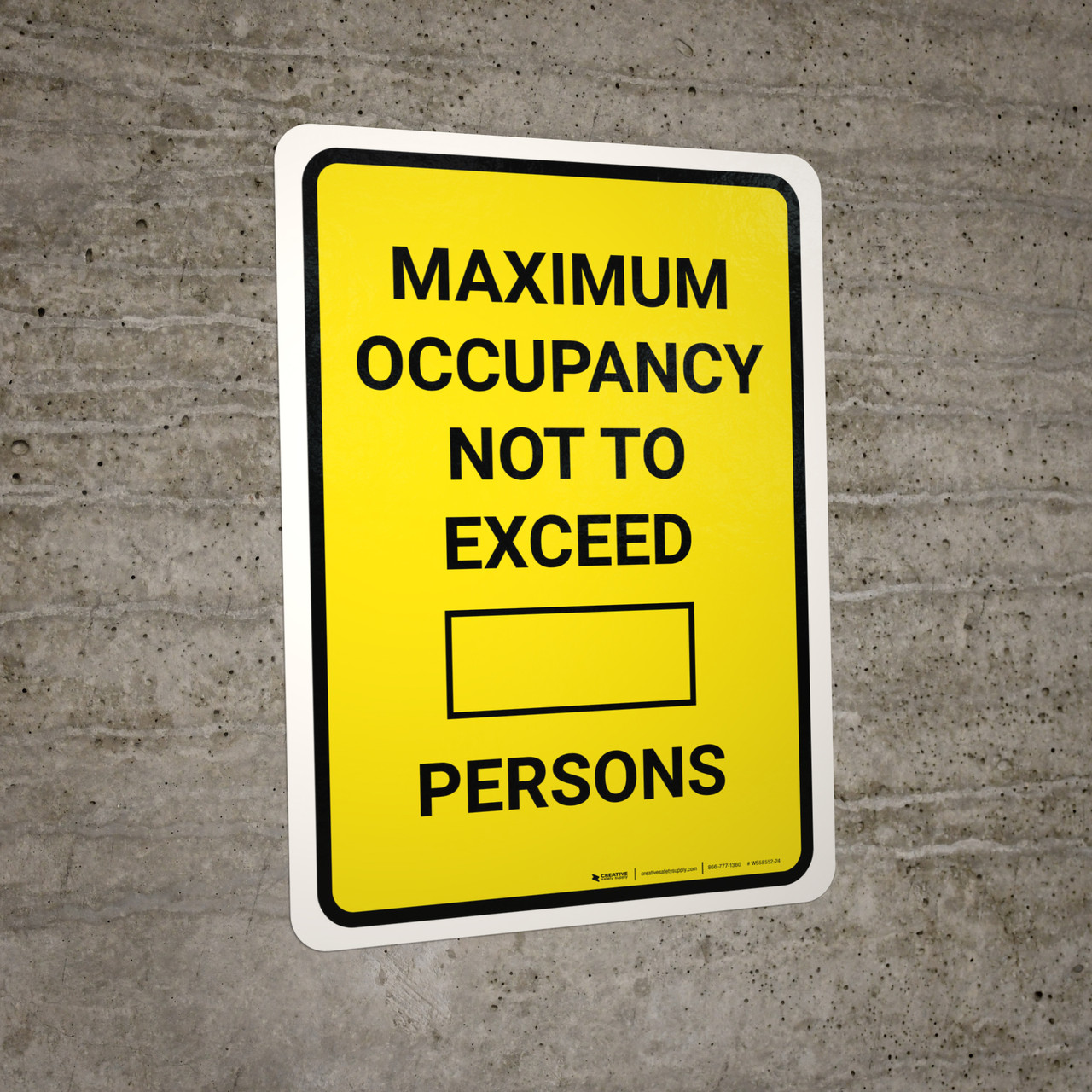 Maximum Occupancy Not To Exceed Persons Yellow Portrait - Wall Sign