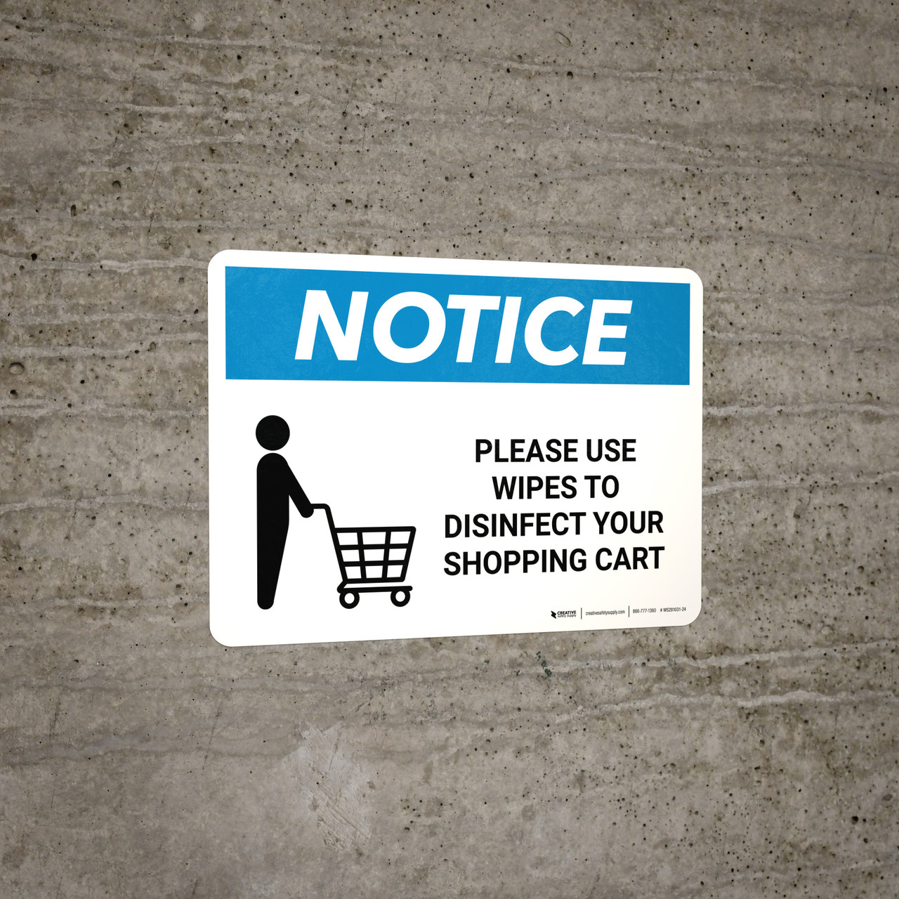 Notice: Please Use Wipes To Disinfect Shopping Cart with Icon Landscape ...