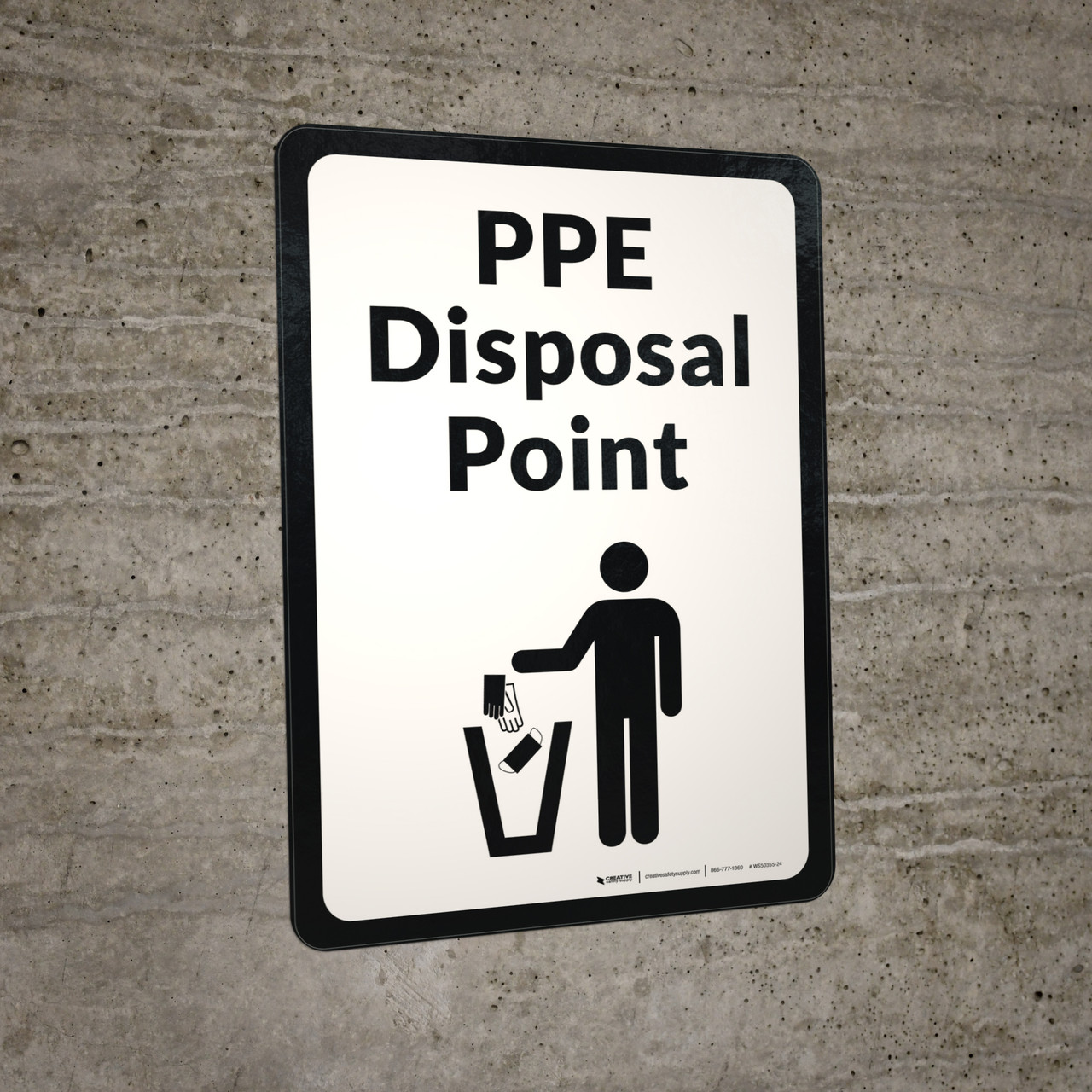 PPE Disposal Point with Icon Portrait - Wall Sign