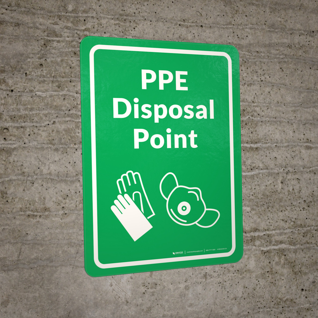 PPE Disposal Point with Icons Green Portrait - Wall Sign