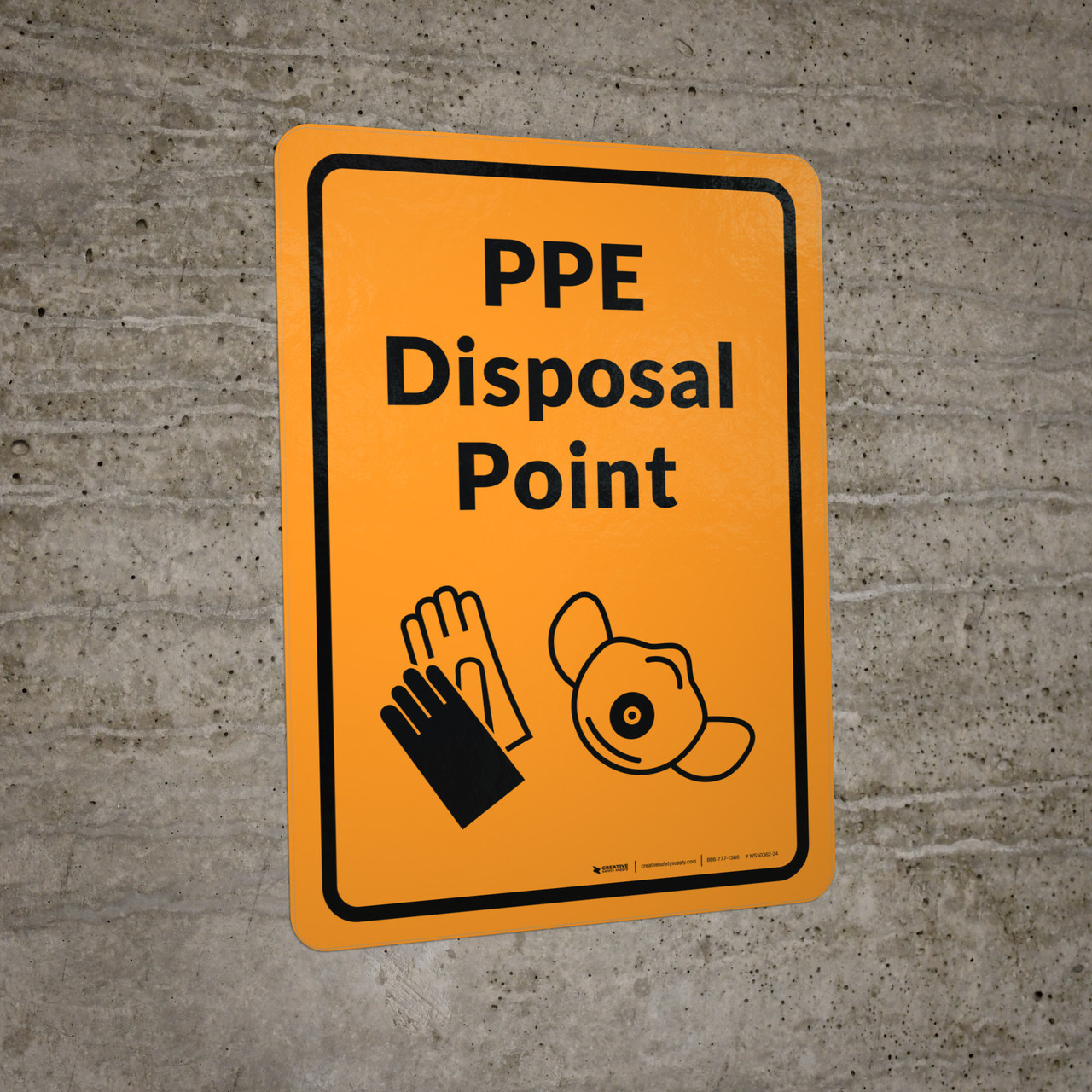 PPE Disposal Point with Icons Orange Portrait - Wall Sign