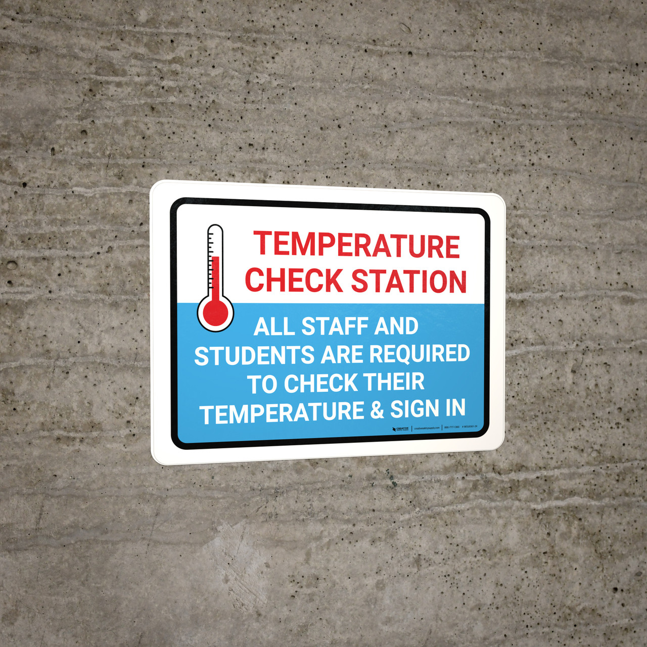 Temperature Check Station Students with Icon Landscape - Wall Sign