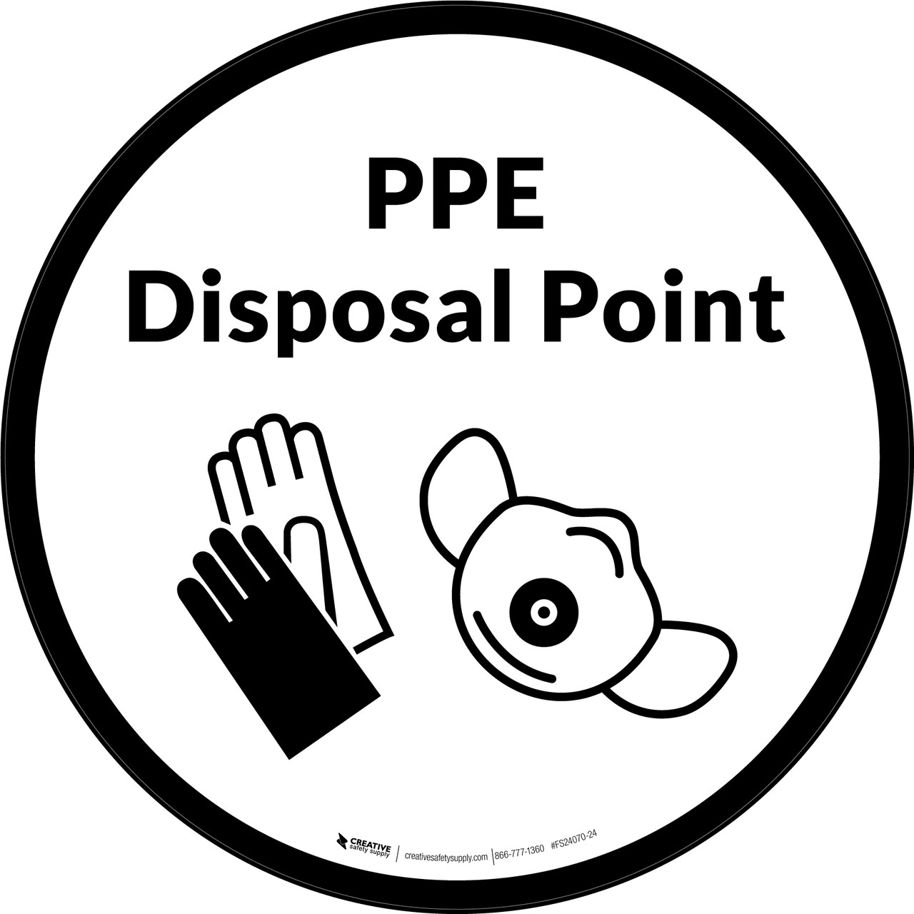 PPE Disposal Point with Icons Circular - Floor Sign | Creative Safety ...