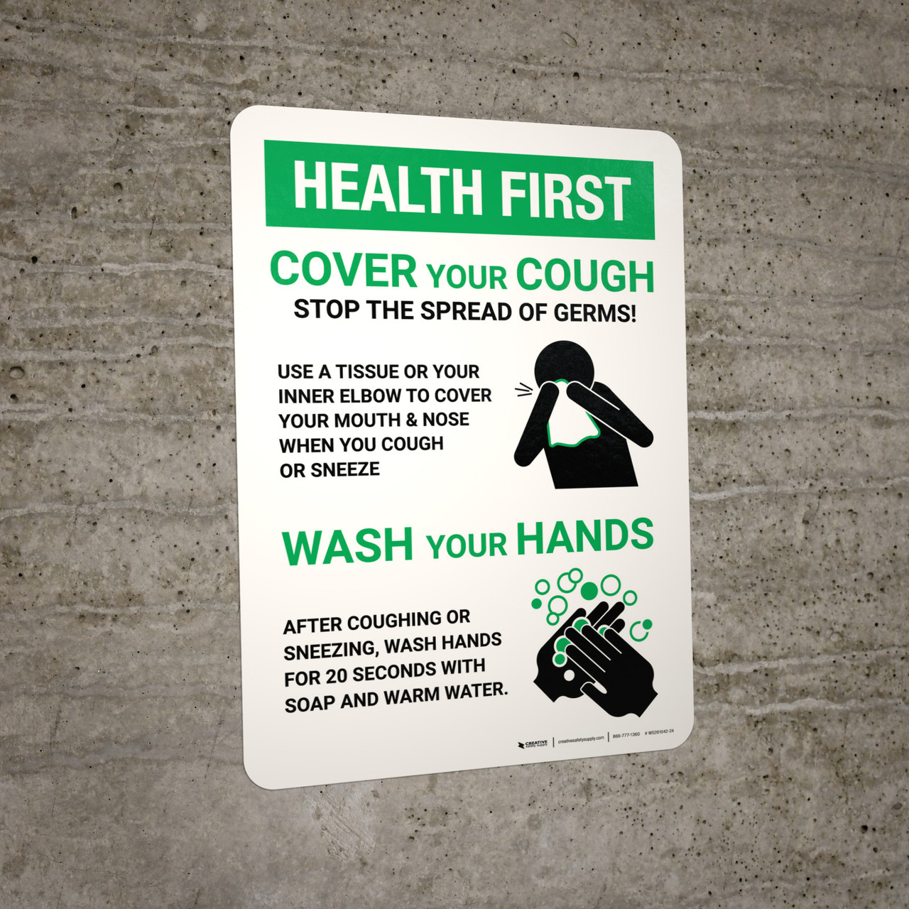 Health First: Cover Your Cough Wash Your Hands with Icons Portrait ...