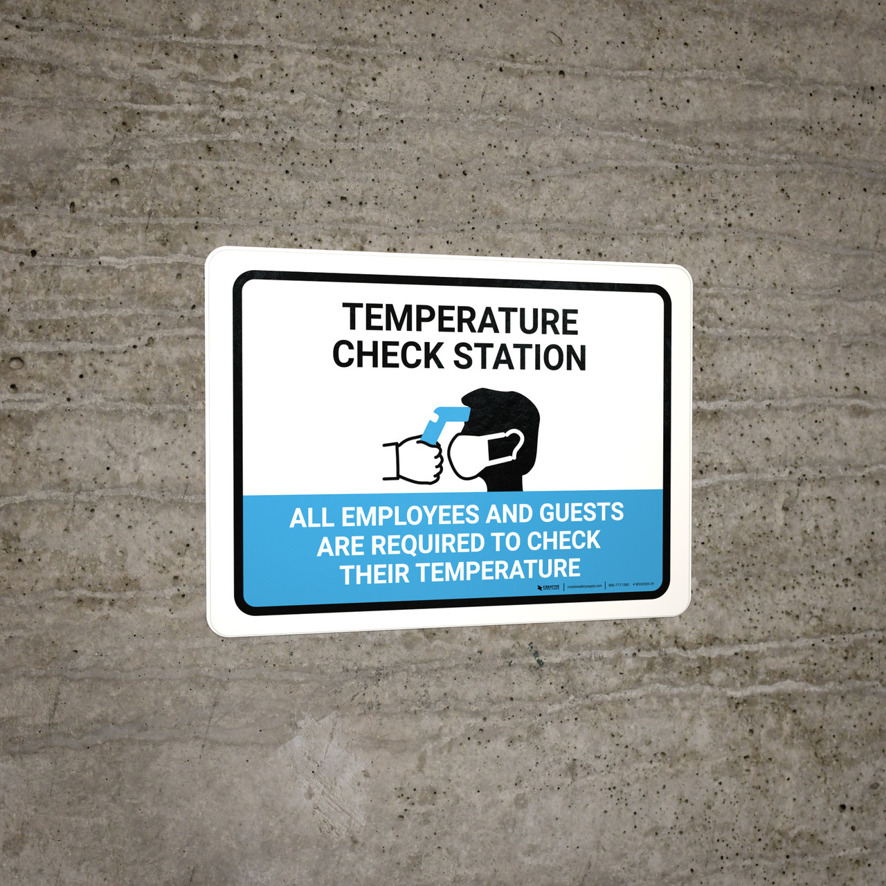 Temperature Check Station Employees And Guests with Icon Landscape ...