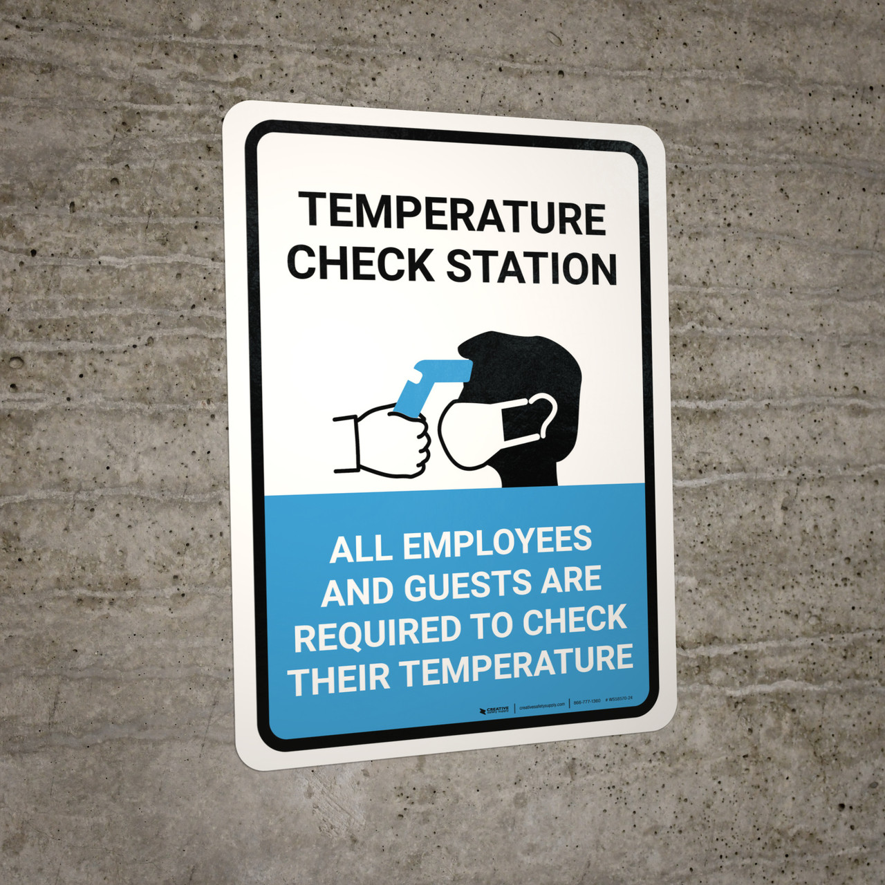 Temperature Check Station Employees And Guests with Icon Portrait ...