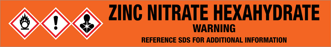 Zinc Nitrate Hexahydrate [CAS# 10196-18-6] - GHS Pipe Marking Label ...