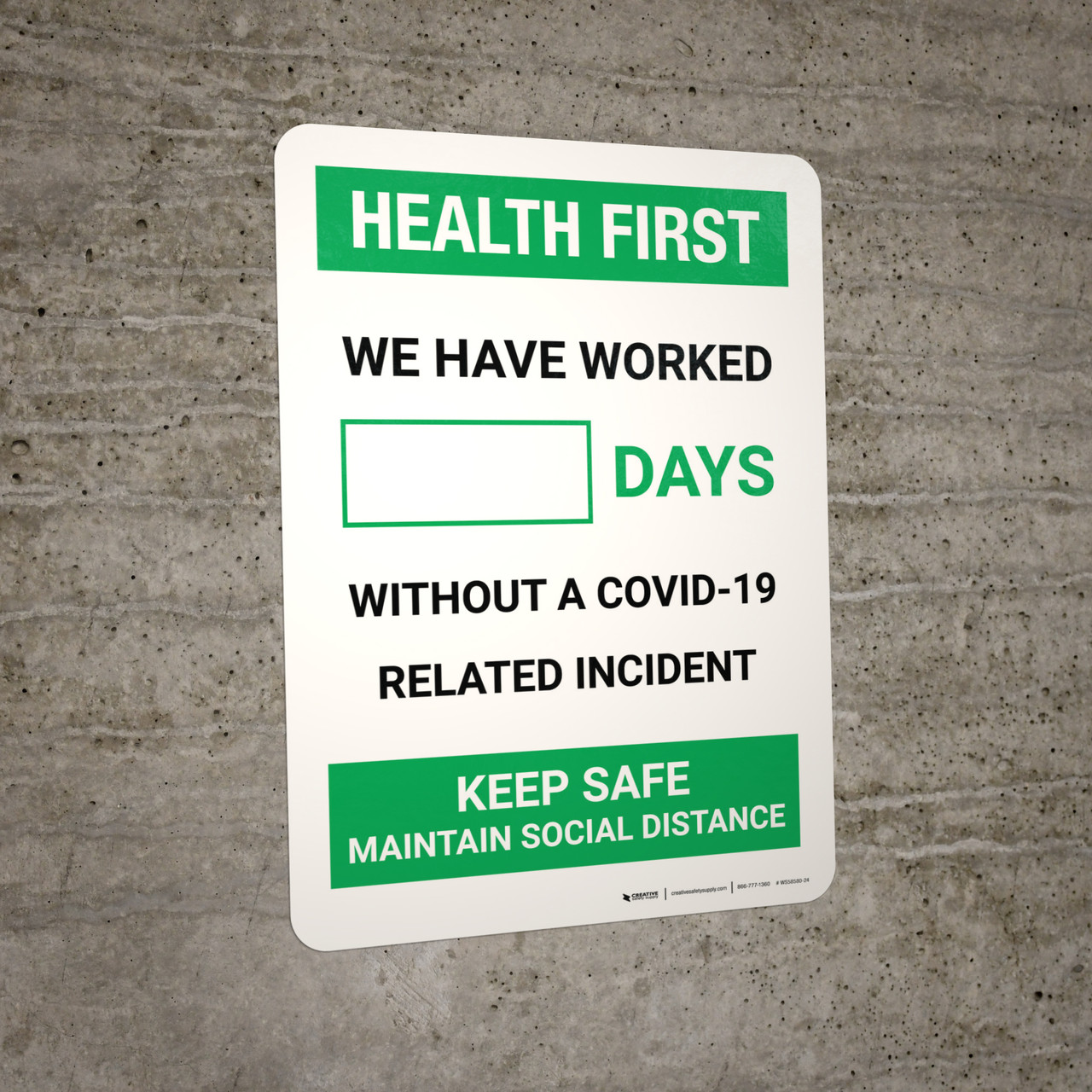 Health First: Days Without A COVID-19 Incident Portrait - Wall Sign