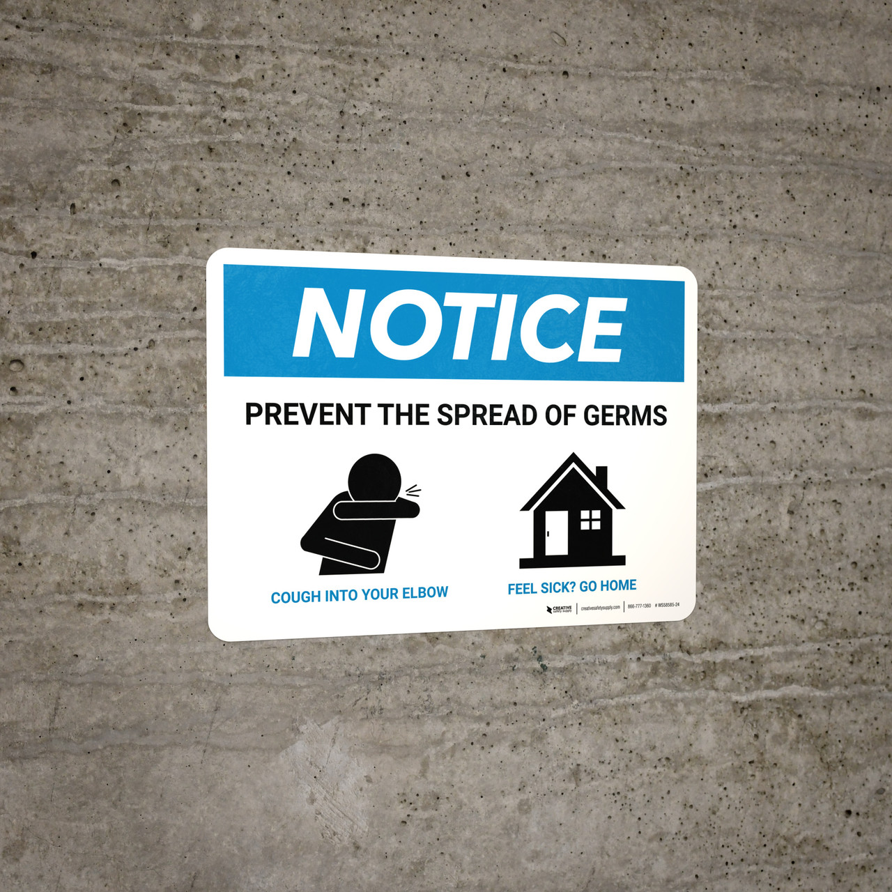 Notice: Prevent the Spread of Germs with Icons Landscape - Wall Sign