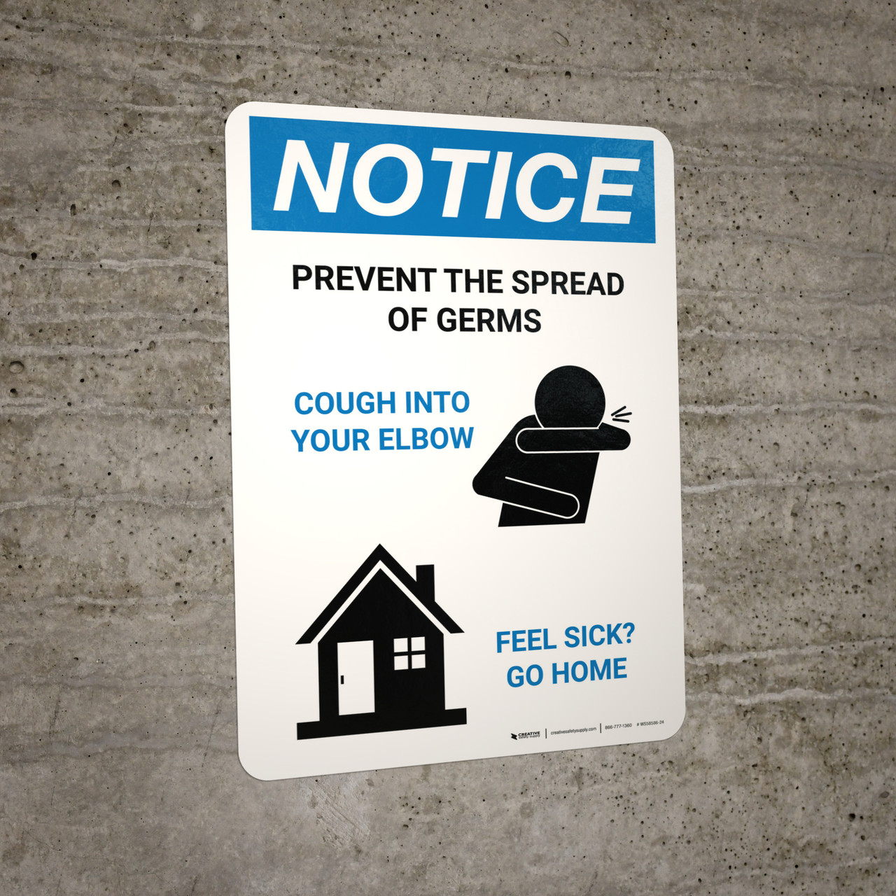 Notice: Prevent the Spread of Germs with Icons Portrait - Wall Sign