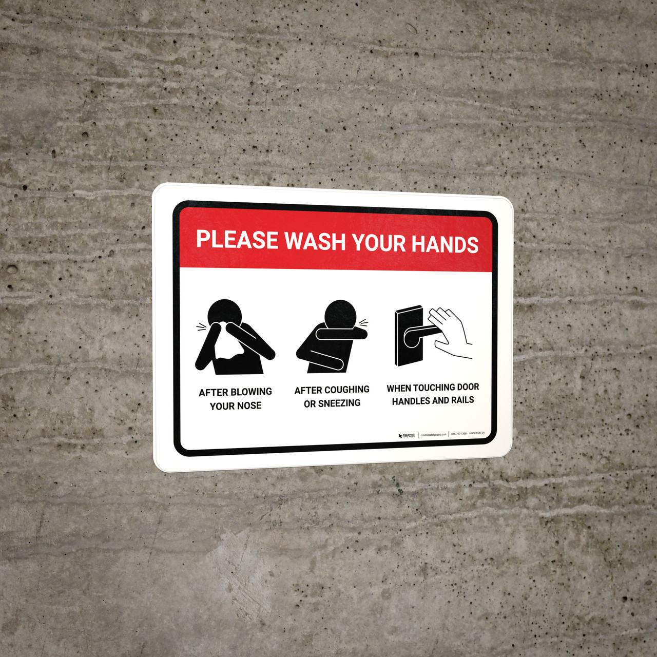 Please Wash Your Hands with Icons Landscape - Wall Sign