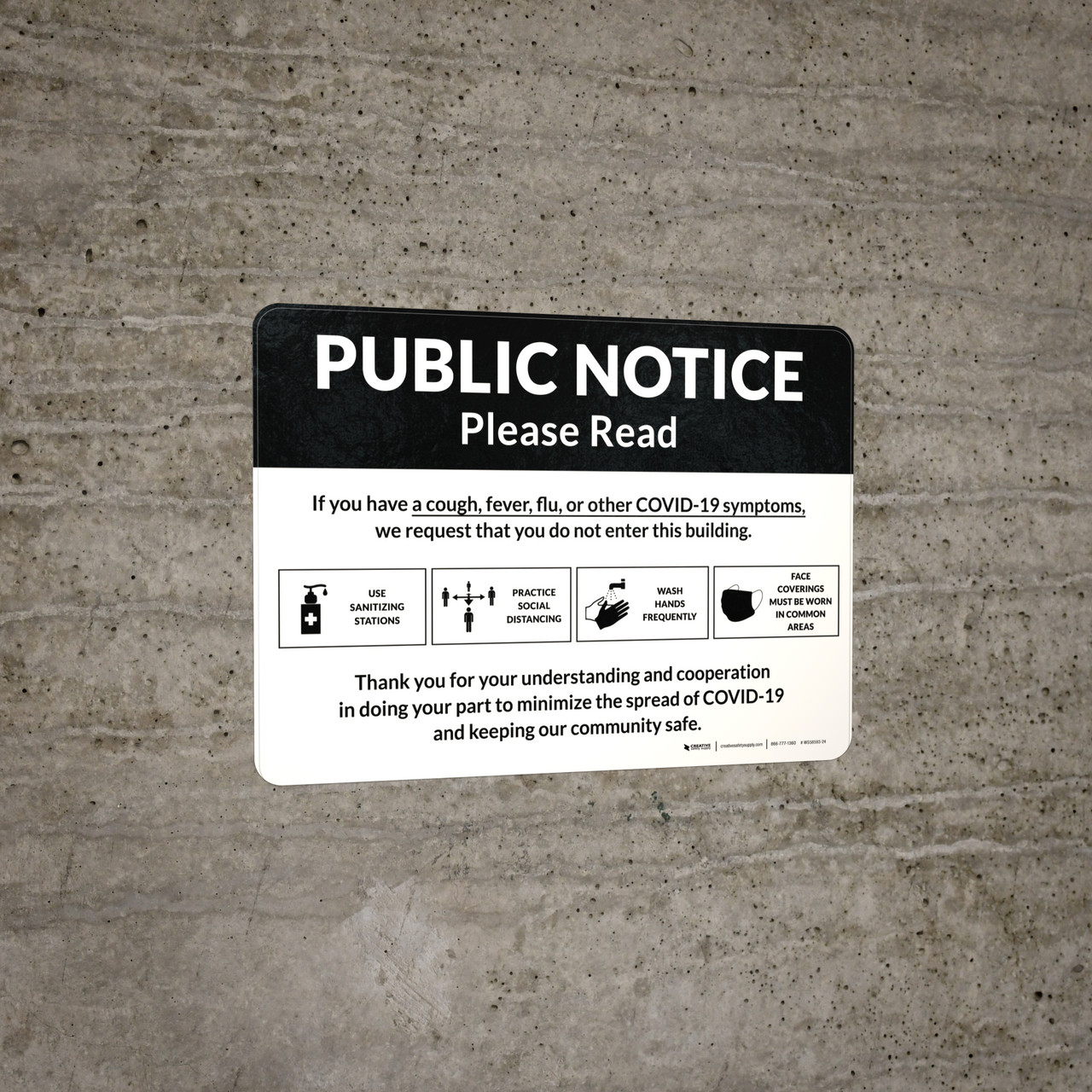 Public Notice: COVID-19 with Icons Landscape - Wall Sign