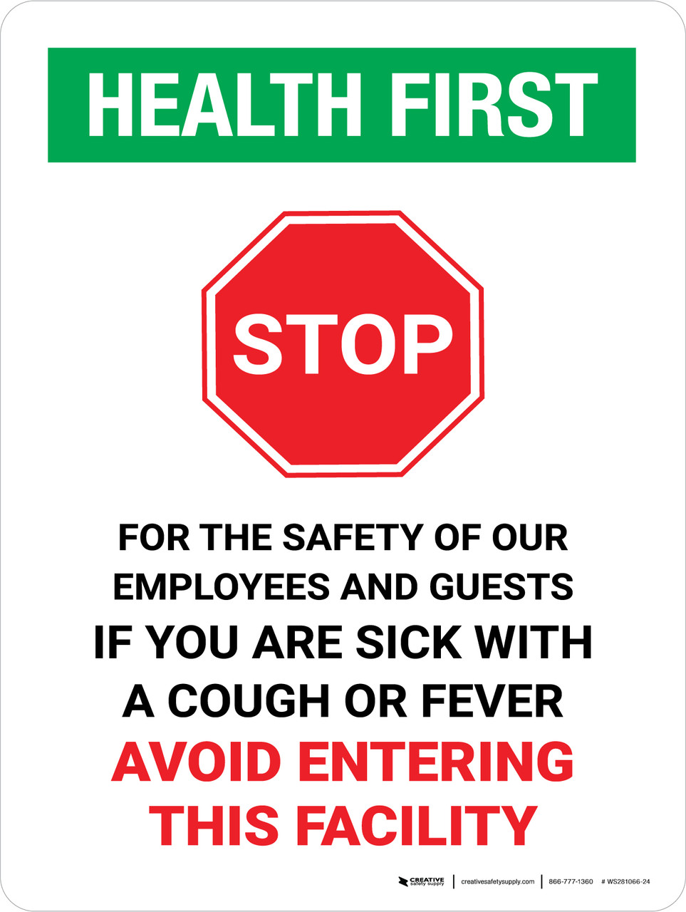 Health First Stop If You Are Sick Avoid Entering with Icon Portrait ...