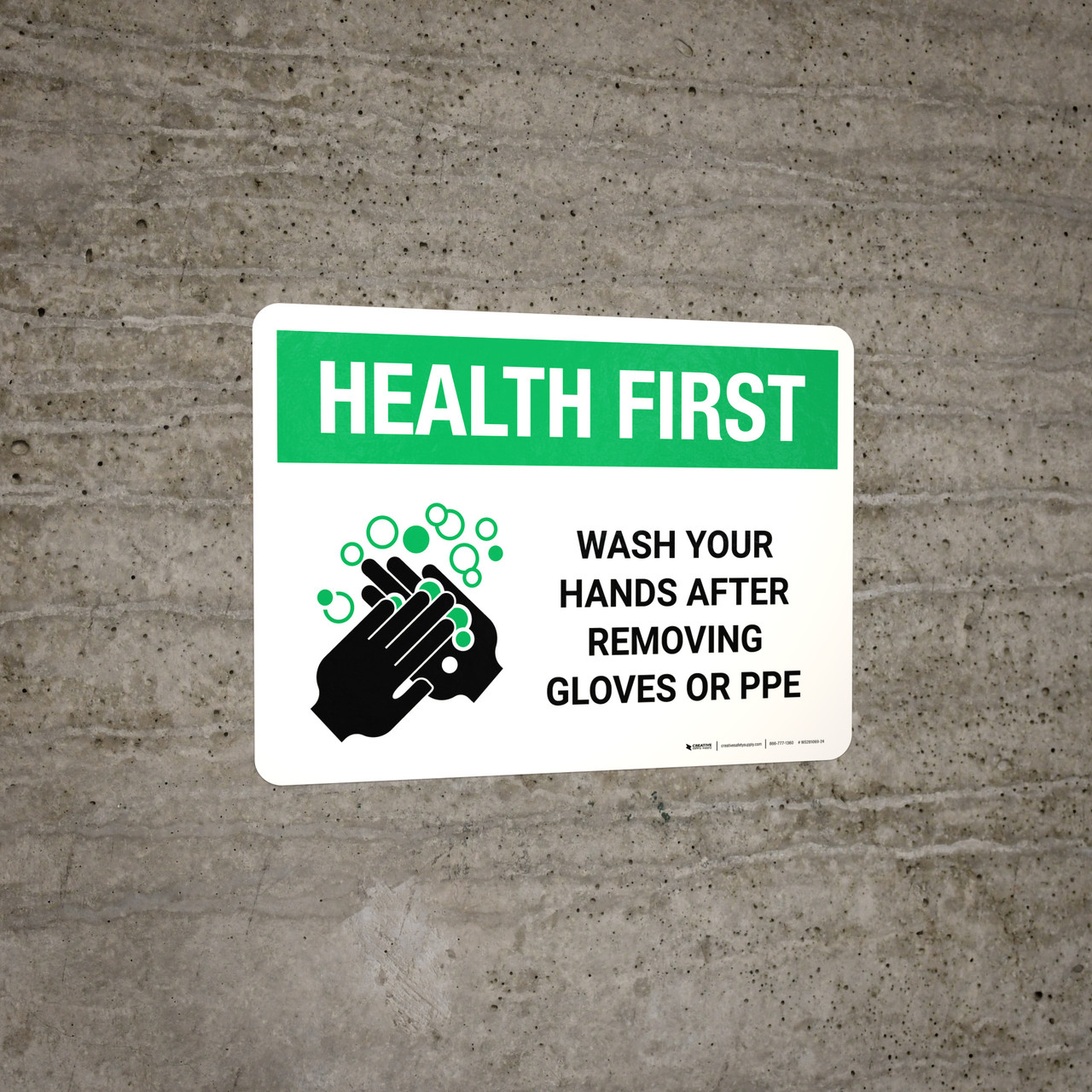 Health First Wash Your Hands After Removing PPE with Icon Landscape ...