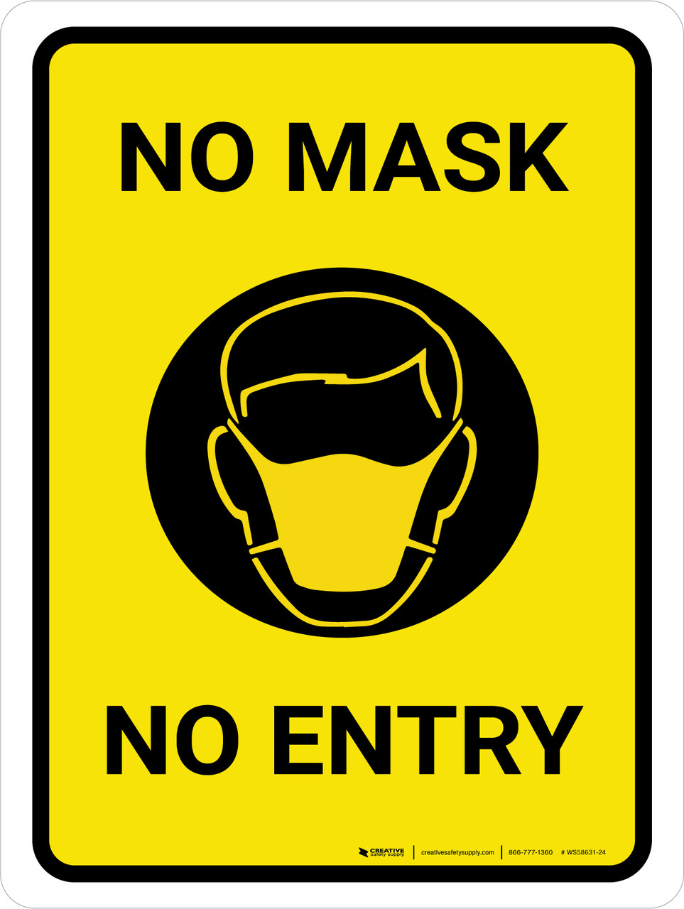 No Mask No Entry with Icon Portrait - Wall Sign | Creative Safety Supply