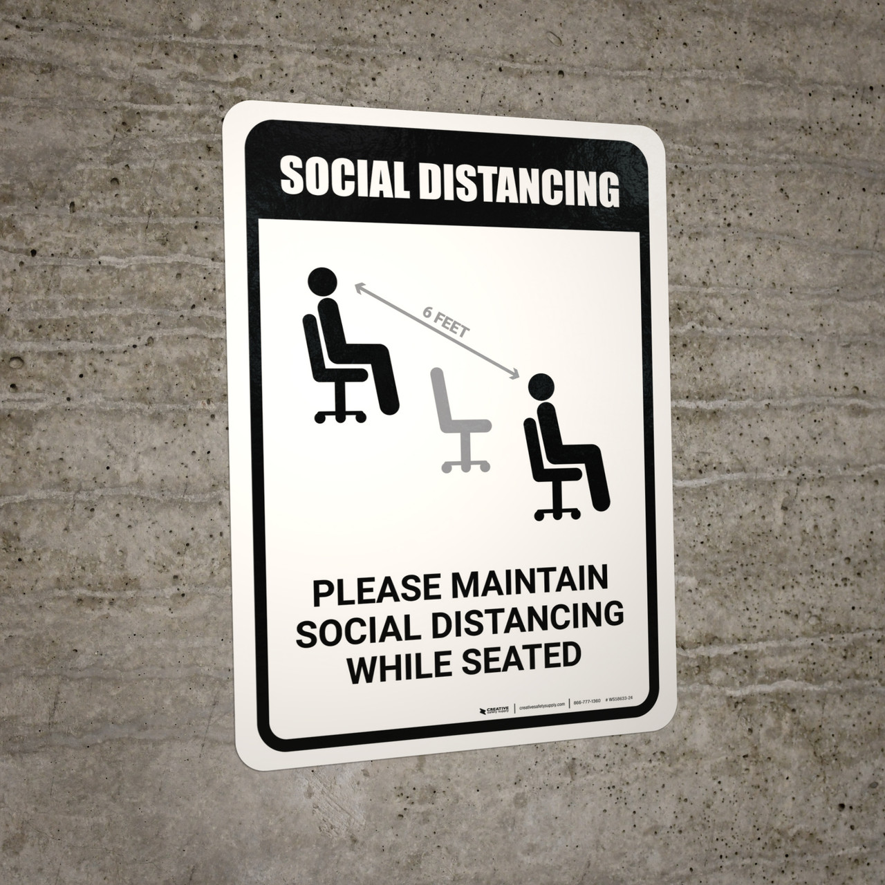 Please Maintain Social Distancing While Seated with Icon Portrait ...