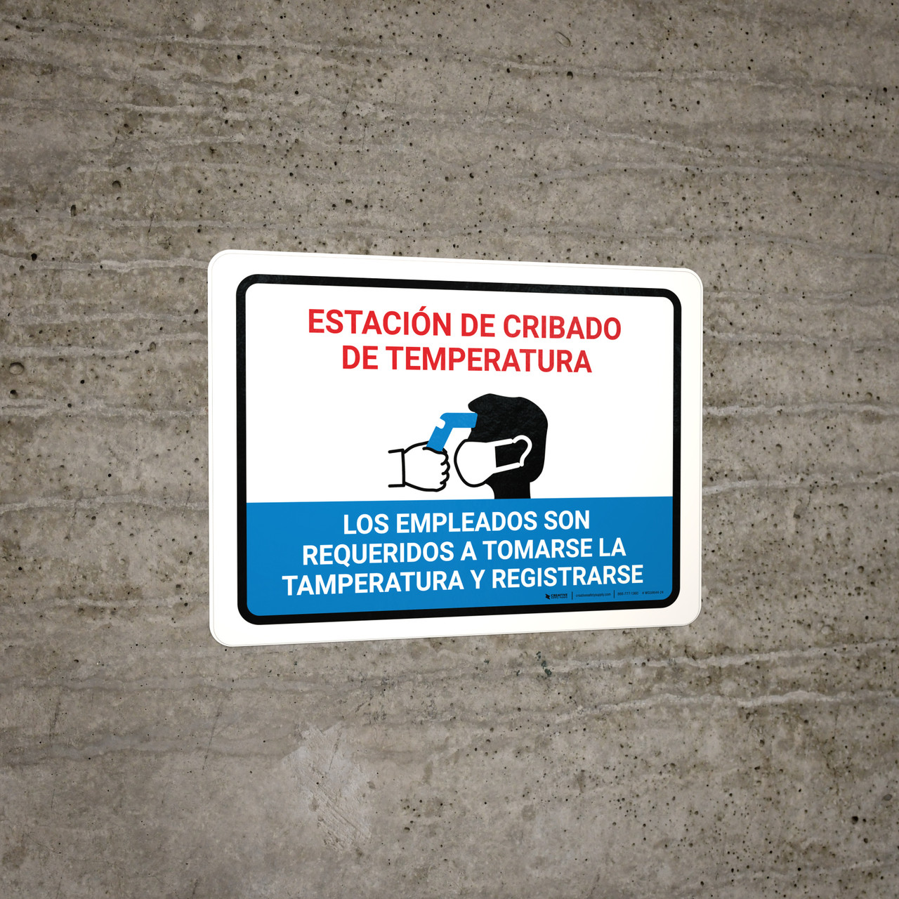 Temperature Screening Station Spanish with Icon Landscape - Wall Sign ...