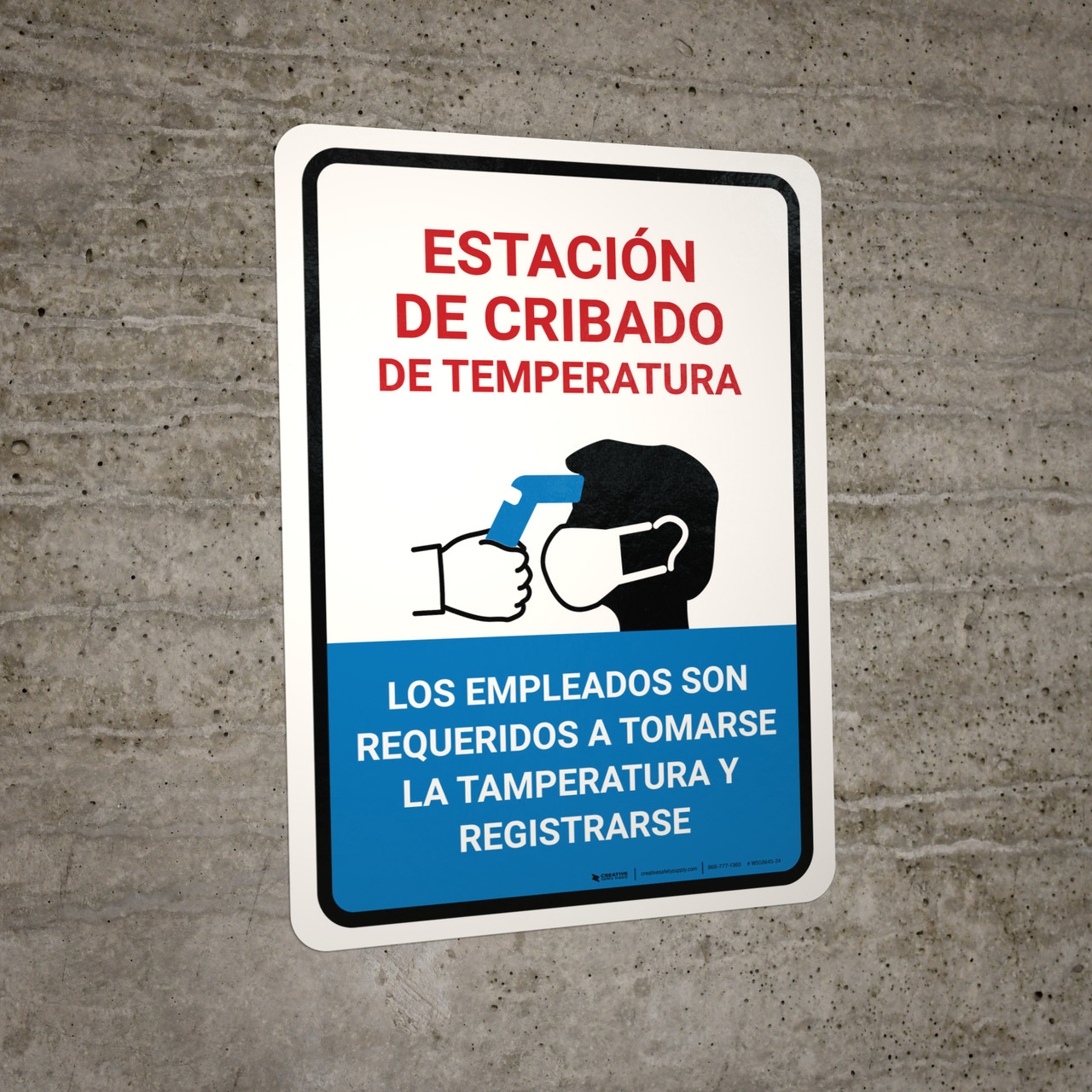 Temperature Screening Station Spanish with Icon Portrait - Wall Sign