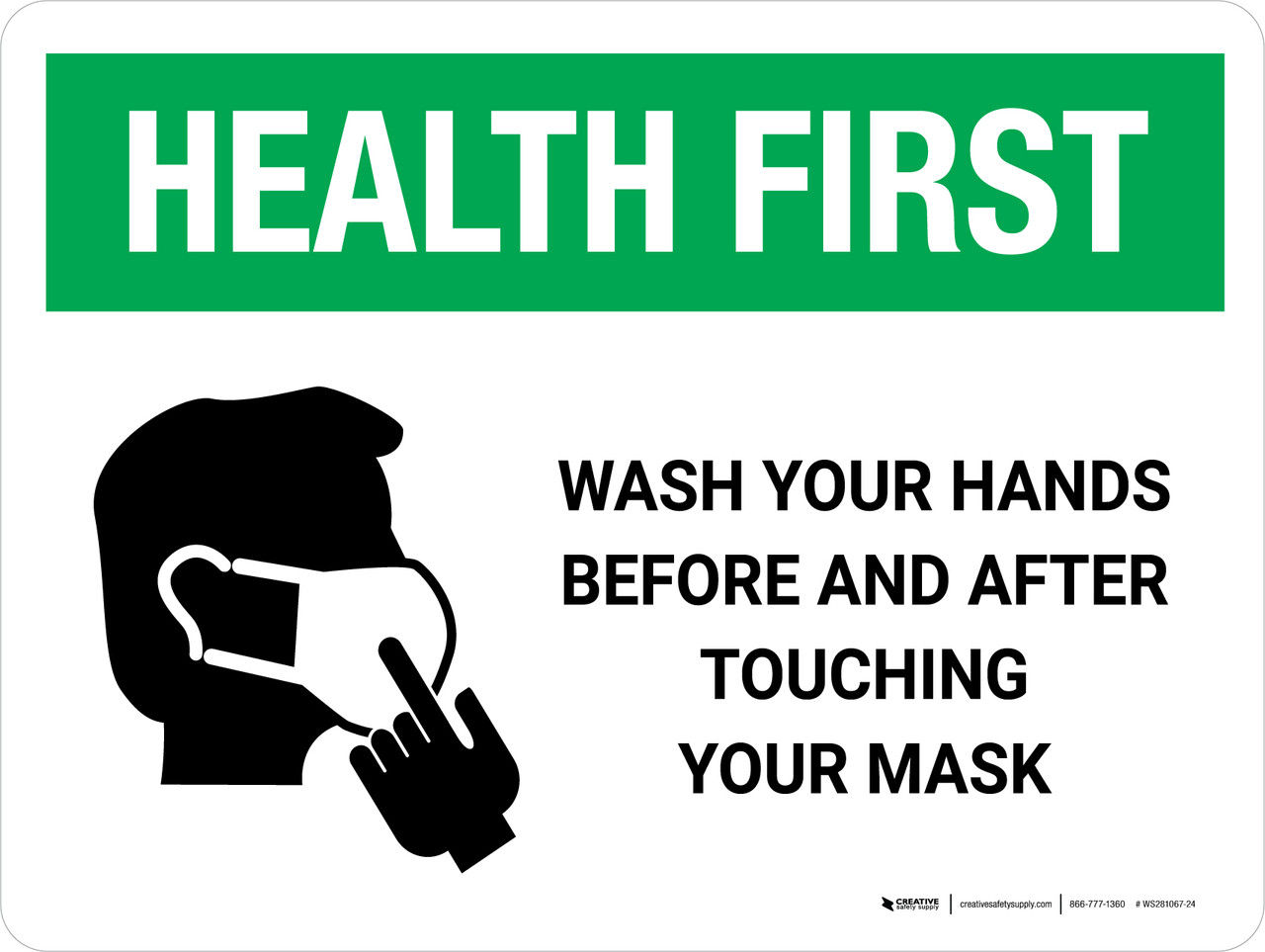 Health First Wash Hands Before & After Touching Mask with Icon ...