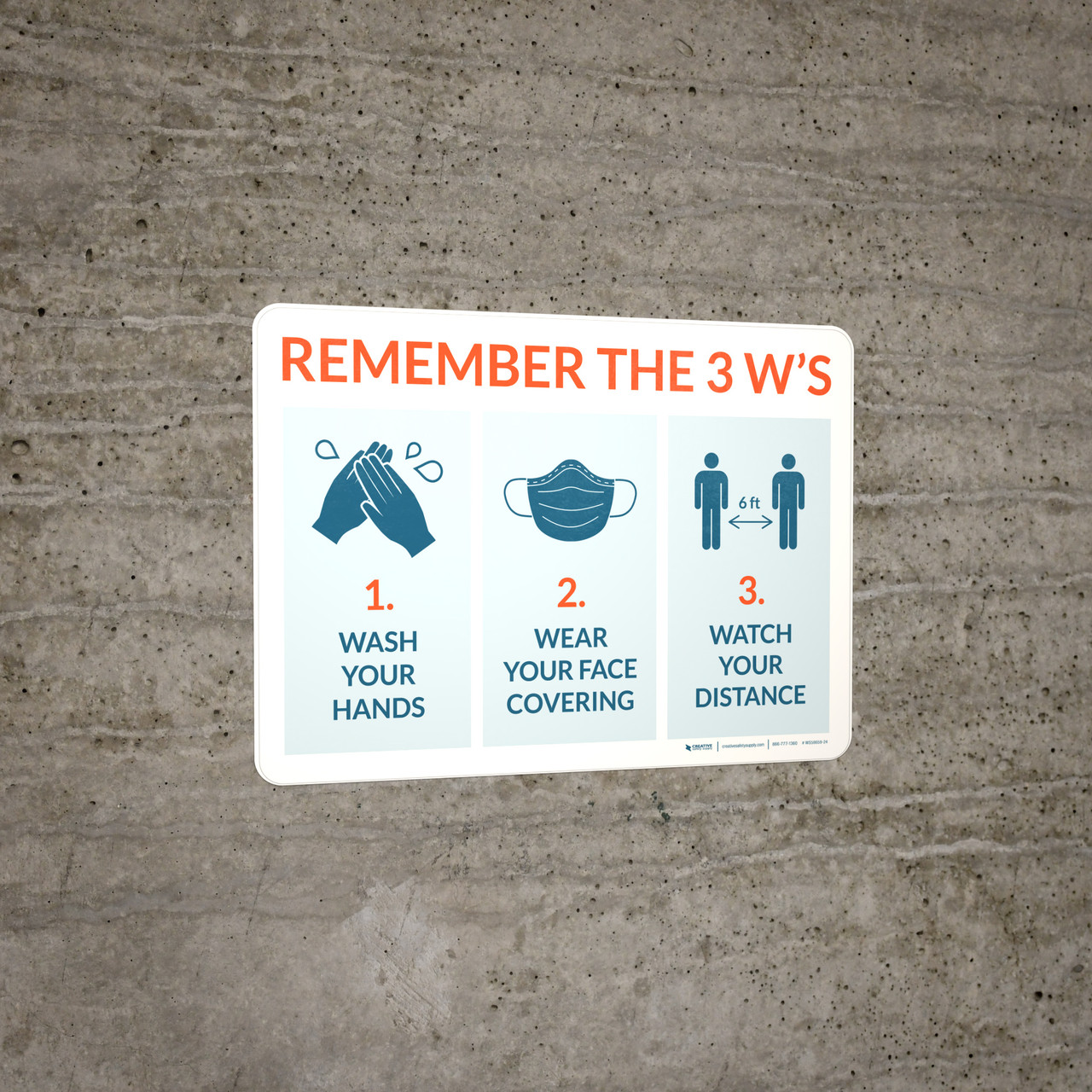 Remember the 3 W's with Icons Blue Orange Landscape - Wall Sign