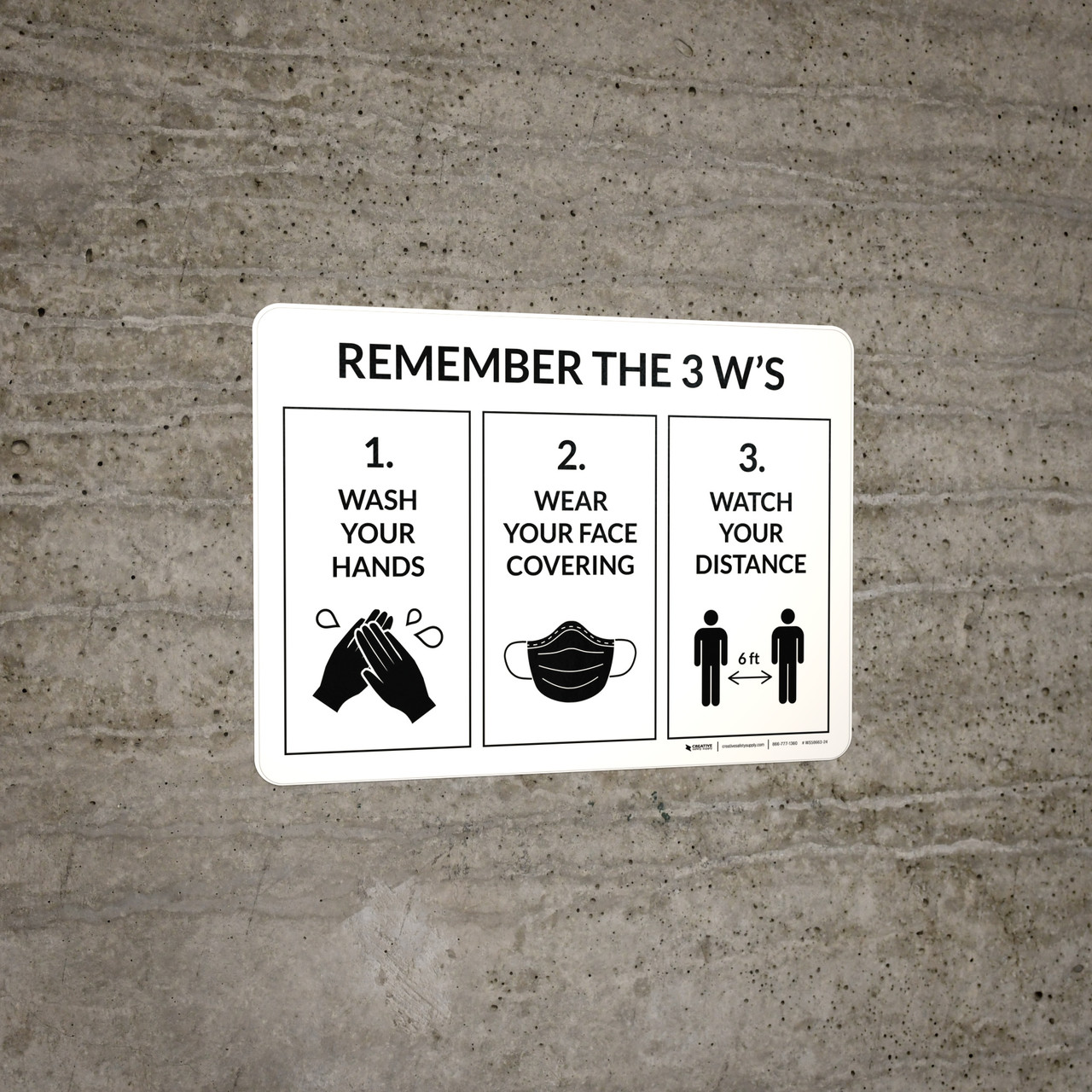 Remember the 3 W's with Icons Landscape - Wall Sign